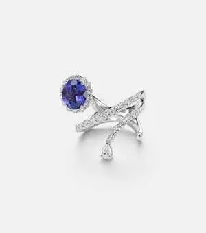 Yeprem 18kt White Gold Ring With Diamond And Tanzanite - Silver