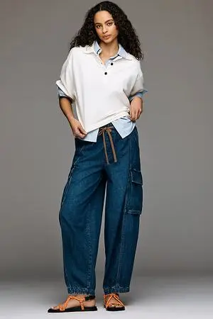 PILCRO Cotton High-rise Cargo Jeans