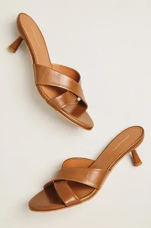 Anthropologie Criss-cross Kitten Heels - Tan