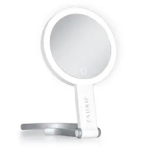 ZADRO Multi-position Led Lighted Hand Mirror With 10x/1x - White/silver