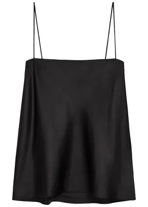 Another Tomorrow Silk Top - Black