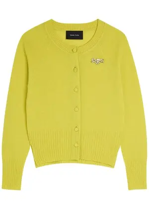 Simone Rocha Crystal-embellished Cashmere Cardigan - Green