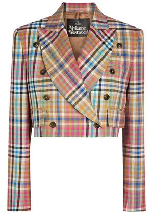 VIVIENNE WESTWOOD Checked Cropped Wool Jacket - Multicoloured 1