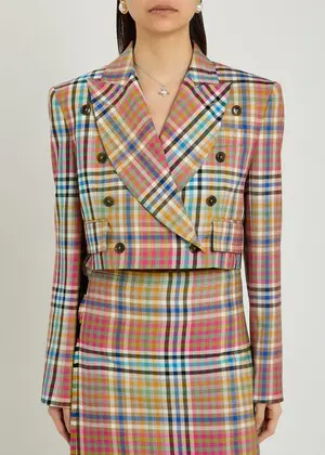 VIVIENNE WESTWOOD Checked Cropped Wool Jacket