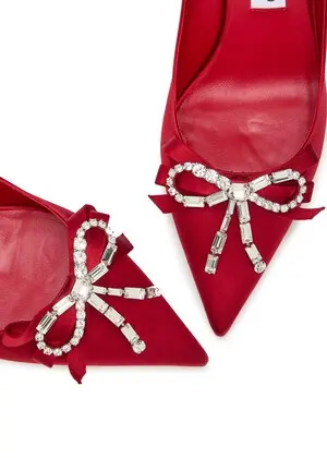 JIMMY CHOO Auria 70 Crystal-embellished Satin Pumps - Red