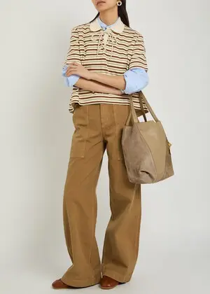 Moncler Wide-leg Canvas Trousers - Brown