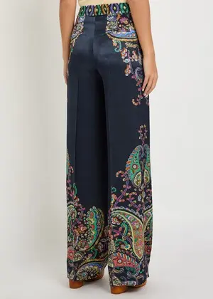 Etro Paisley Print Satin Trousers - Black