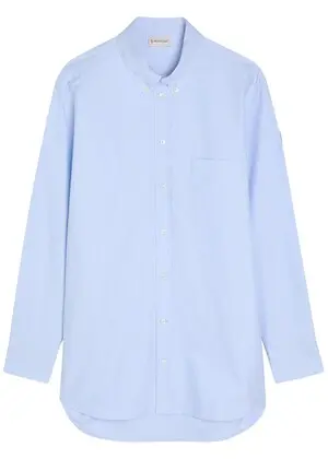 Moncler Logo-appliquéd Cotton Shirt - Light Blue