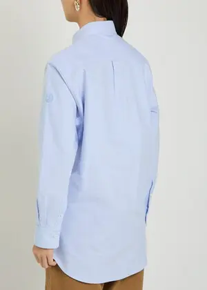 Moncler Logo-appliquéd Cotton Shirt - Light Blue