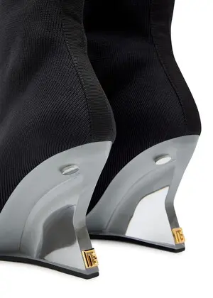 Balmain 95 Ribbed Stretch-knit Wedge Ankle Boots
