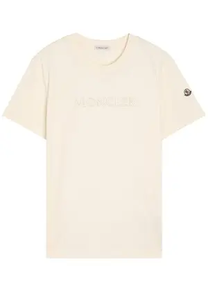 Moncler Logo-appliquéd Cotton T-shirt - Cream