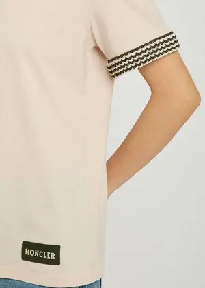 Moncler Knit-trimmed Cotton T-shirt - Beige