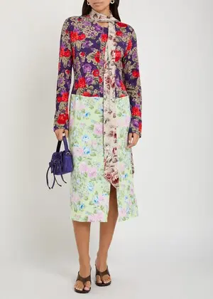 Acne Studios Floral-print Crepe Midi Dress - Green