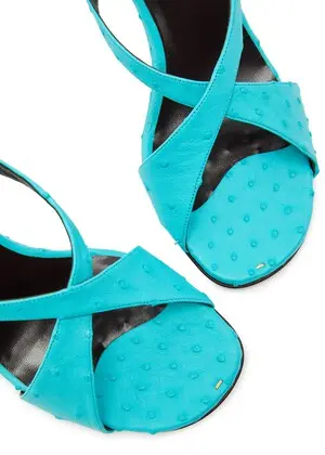 Khaite Liria 75 Crossover Ostrich Leather Sandals