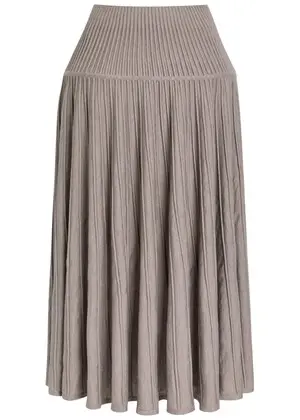 Alaïa Crinoline Ribbed Wool-blend Midi Skirt