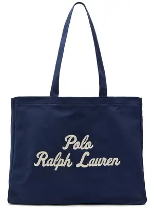 Polo Ralph Lauren Large Logo-embroidered Canvas Tote Bag - Navy