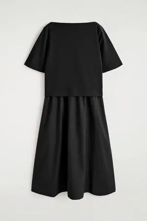 Cos Contrast-panel Boat-neck Midi Dress - Black