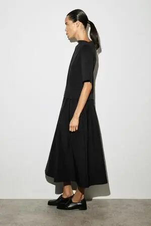 Cos Contrast-panel Boat-neck Midi Dress - Black