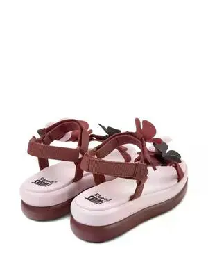 Camper Flower Appliqué Platform Sandals - Red