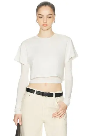 AGOLDE Romily Layered T-shirt - White Ash