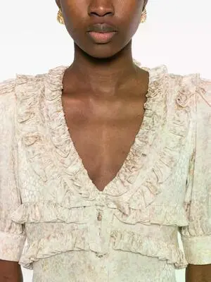 Alessandra Rich Ruffled Floral Print Dress