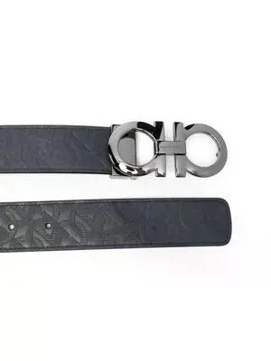 FERRAGAMO Logo Buckle Patterned Belt - Blue