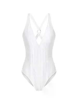 Michael Kors Cross-back Ring One-piece Swimsuit - White