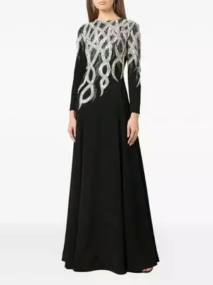 DINA MELWANI Crystal Embellished Gown - Black