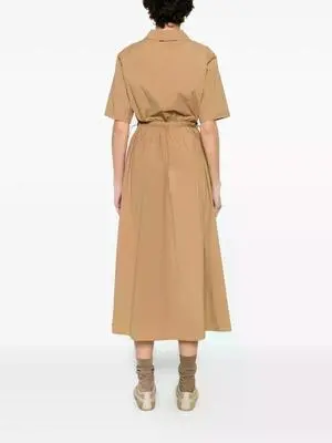 Herno Collared Gathered Midi Dress