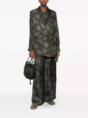 UMA WANG Floral-print Tie Jacket - Black