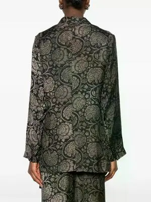 UMA WANG Floral-print Tie Jacket - Black