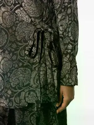 UMA WANG Floral-print Tie Jacket - Black