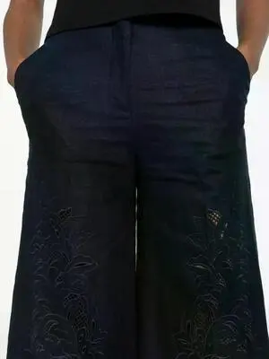 TWINSET Embroidered Wide-leg Trousers - Blue