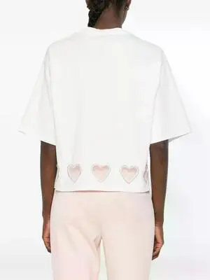 Alice + Olivia Evan Crystal Hearts Cut-out T-shirt - Neutrals