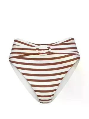 Cult Gaia Alouette Striped Buckle Bikini Bottom - White
