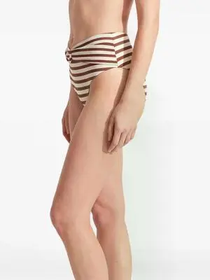 Cult Gaia Alouette Striped Buckle Bikini Bottom - White