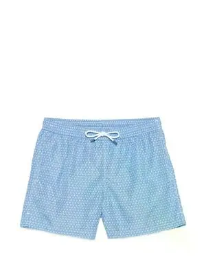 Fedeli Geometric-print Swim Shorts - Blue
