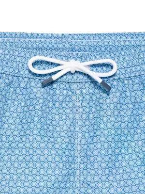 Fedeli Geometric-print Swim Shorts - Blue