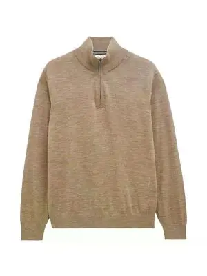 Pringle Of Scotland Quarter-zip Merino Wool Sweater - Neutrals
