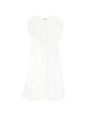 Alberta Ferretti Ruffled Eyelet A-line Dress
