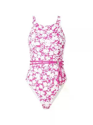 Michael Kors Floral-print Belted One-piece Swimsuit - Pink