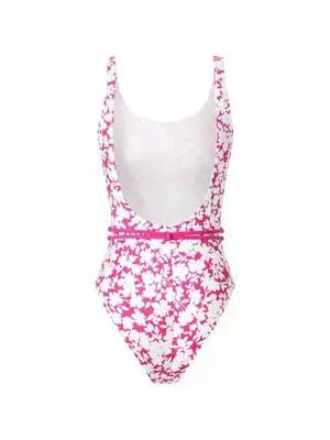 Michael Kors Floral-print Belted One-piece Swimsuit
