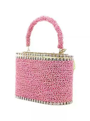 Rosantica Mini Beaded Tote Bag With Flower Detail - Pink