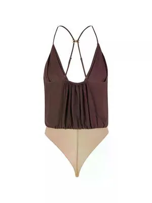 Elisabetta Franchi Georgette V-neck Top - Brown
