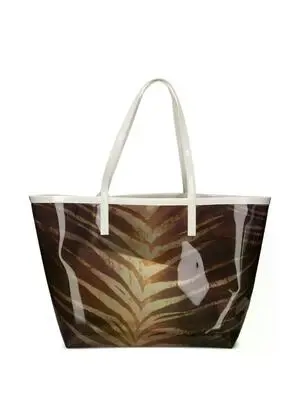 Just Cavalli Tiger-stripe Printed Tote - Brown