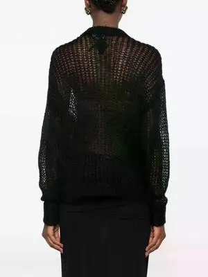 Attico Feather-appliqué Open Knit Sweater