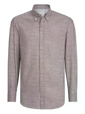 Brunello Cucinelli Flower-print Twill Shirt