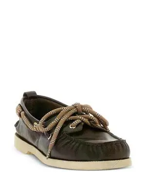 GOLDEN GOOSE Curled Lace Leather Loafers - Brown