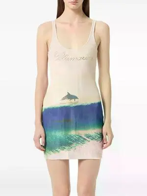 Blumarine Ribbed Print Dress
