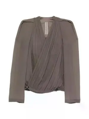 Rick Owens Maria Pleated Crossover Jacket - Brown